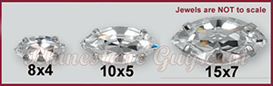 Preciosa Maxima Navette stone sew-on in Setting| Rhinestone Guy